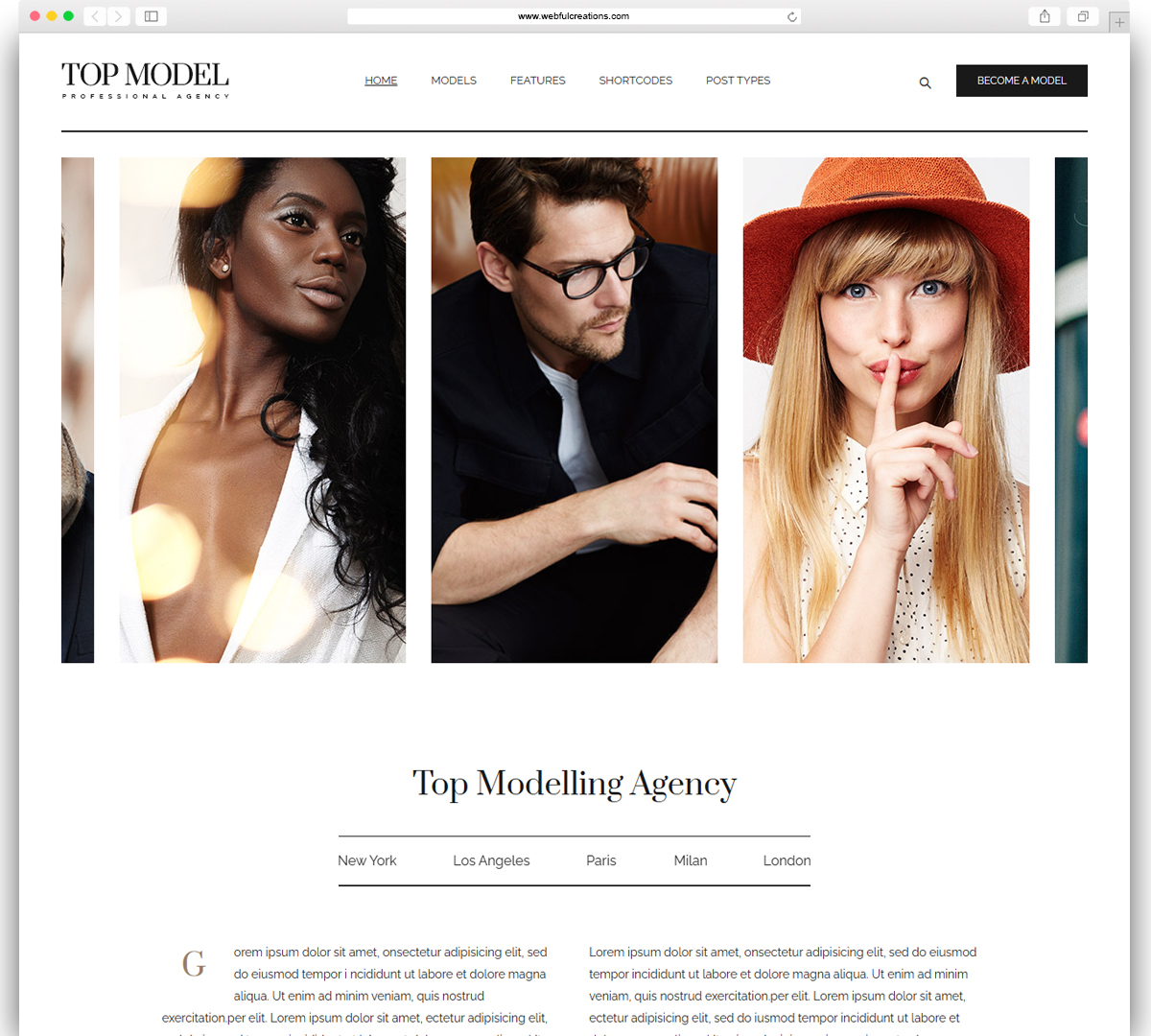 Best Model Agency WordPress Themes - Fajar Magazine